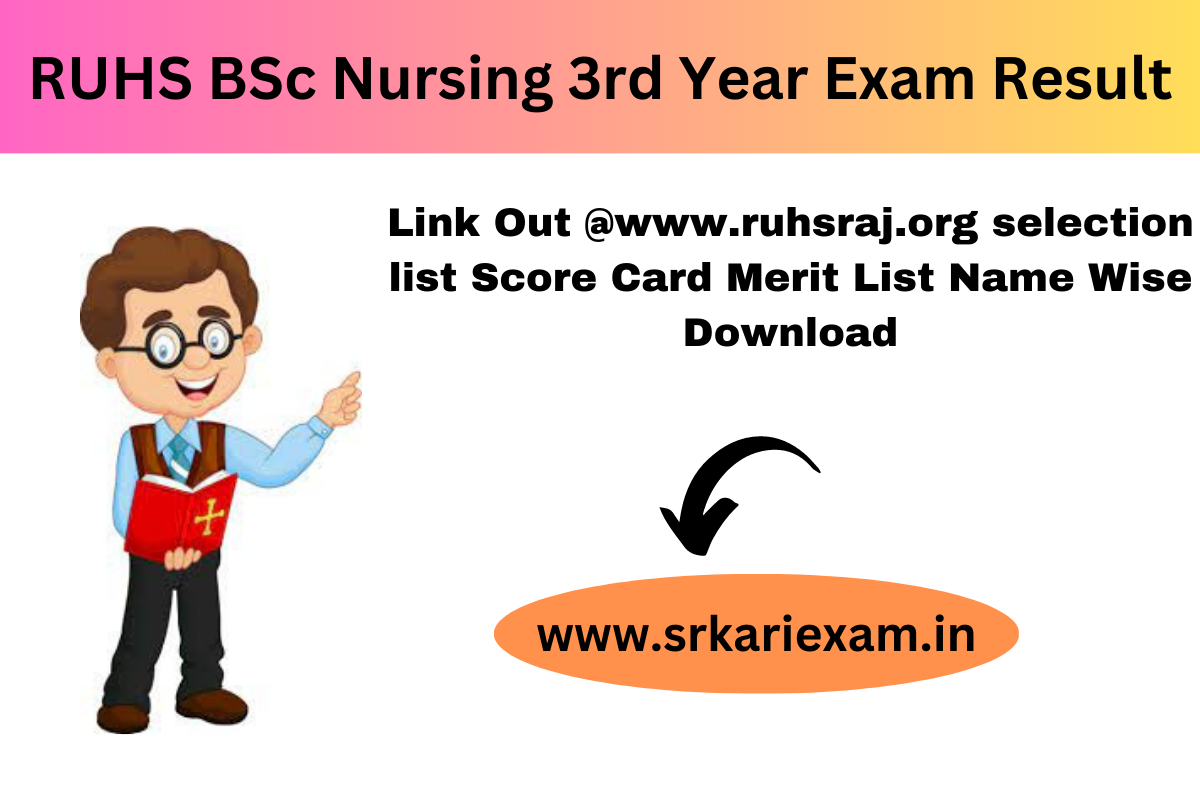 RUHS BSc Nursing 3rd Year Exam Result 2023-24 Link Out @www.ruhsraj.org selection list Score ...
